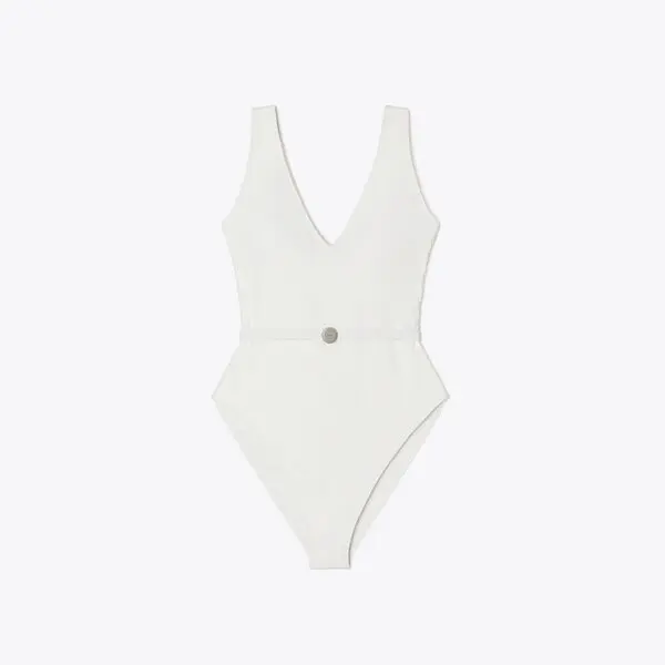 Tory Burch Belted Swimsuit - White