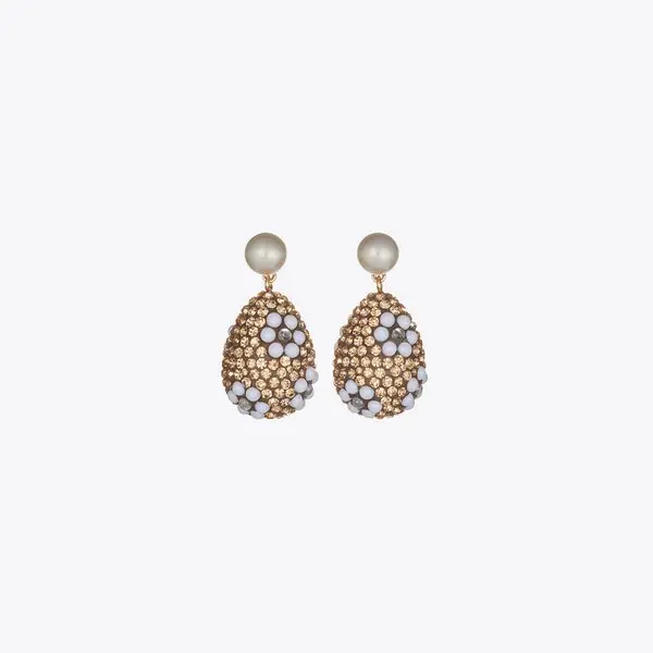 Tory Burch Crystal And Faux Pearl Drop Earrings - Tory Gold/light Brown