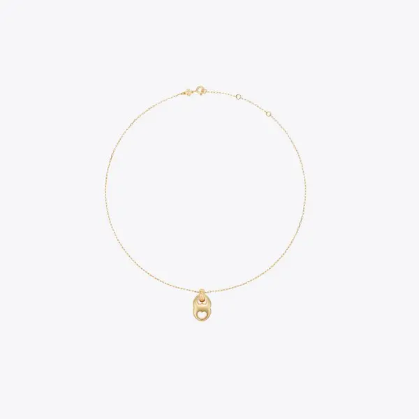 Tory Burch Gemini Link Pendant Necklace - Light Brass