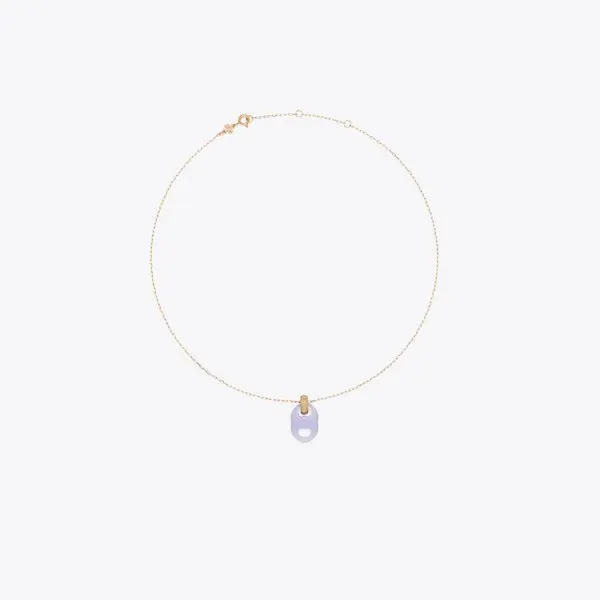 Tory Burch Gemini Link Pendant Necklace - Light Brass/blue