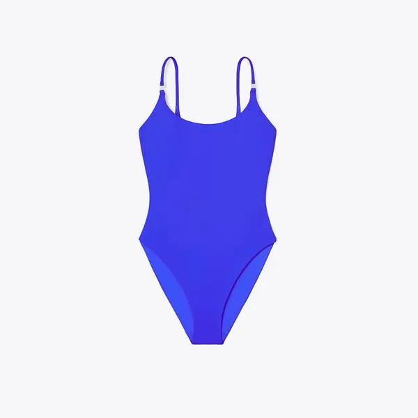 Tory Burch One-piece Swimsuit With Adjustable Straps - Bright Blue