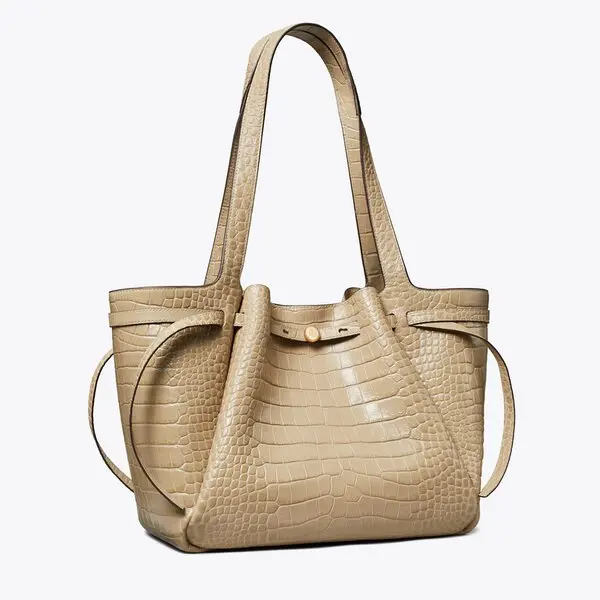 Tory Burch Romy Croc-embossed Leather Tote Bag - Light Hickory