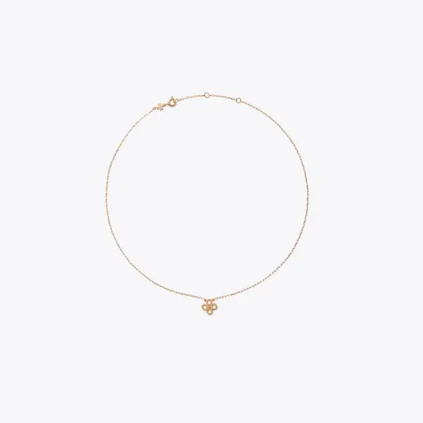 Tory Burch Forget Me Not Clover Pendant Necklace - Tory Gold