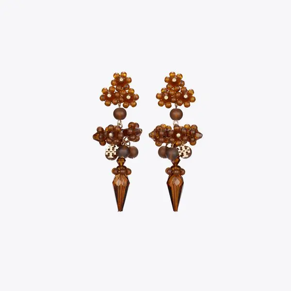 Tory Burch Beaded Linear Earrings - Tory Gold/brown