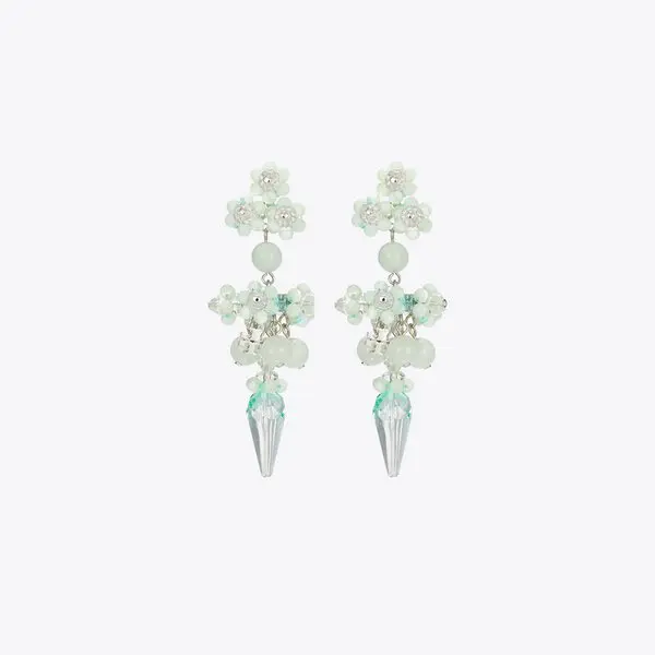 Tory Burch Beaded Linear Earrings - Tory Silver/mint
