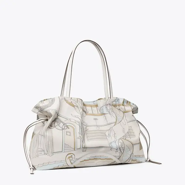 Tory Burch Ella Printed Drawstring Tote - The Pool Beige
