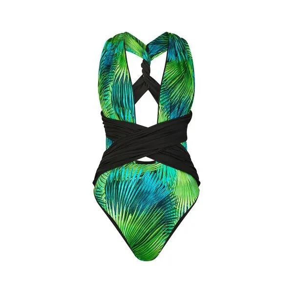 ROOM 24 Rachel One Piece Tropical Print Halterneck Swimsuit - Green