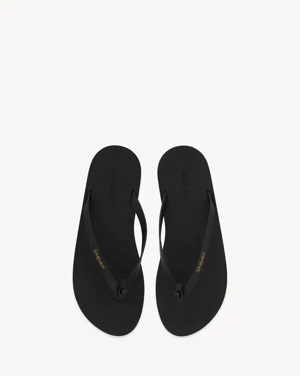 Saint Laurent Pool Flip-flops In Smooth Leather - Black