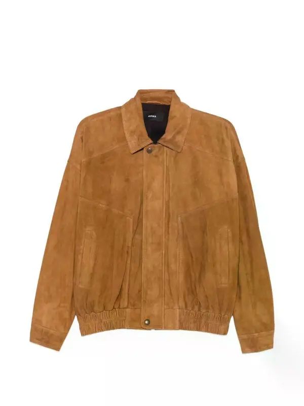 ARMA Frederica Suede Bomber Jacket - Brown