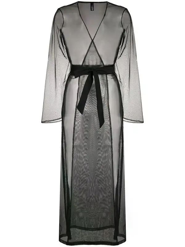 MAISON CLOSE Madame Rêve Sheer Belted Robe - Black