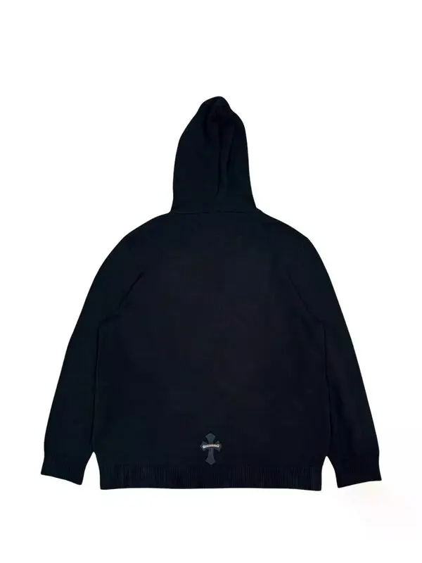 Chrome Hearts Cashmere Hoodie With Leather Cross Patches