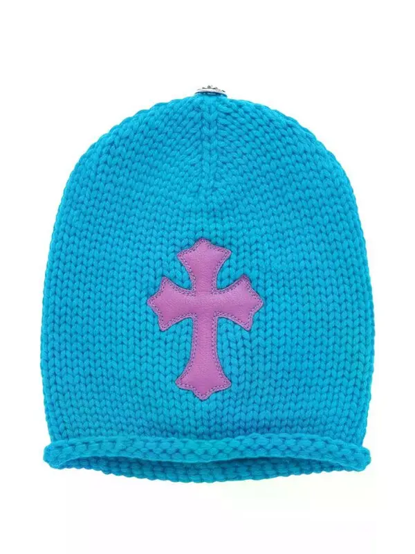 Chrome Hearts Leather Cross-patch Beanie Hat - Blue
