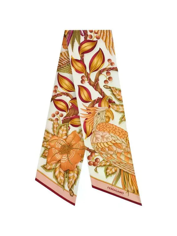FERRAGAMO Parrots Bandeau Scarf - Orange