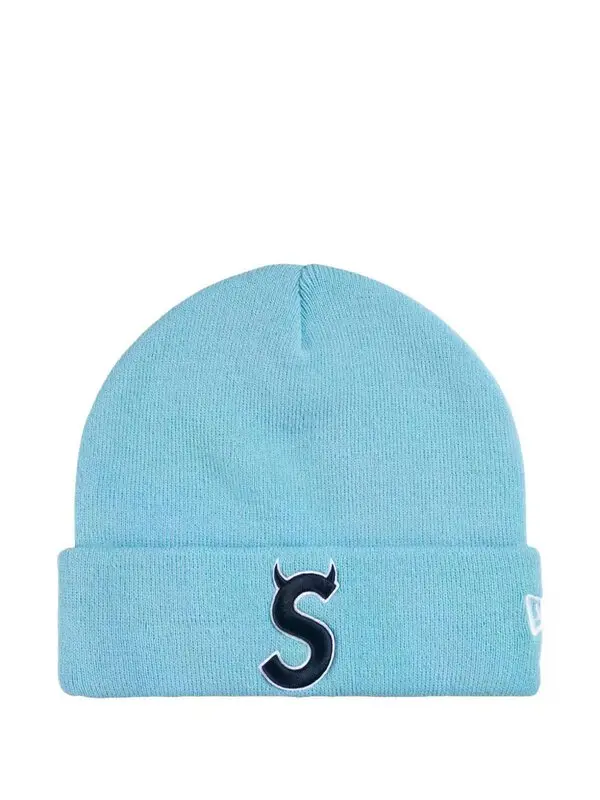 Supreme X New Era Devil's Logo Beanie Hat - Blue