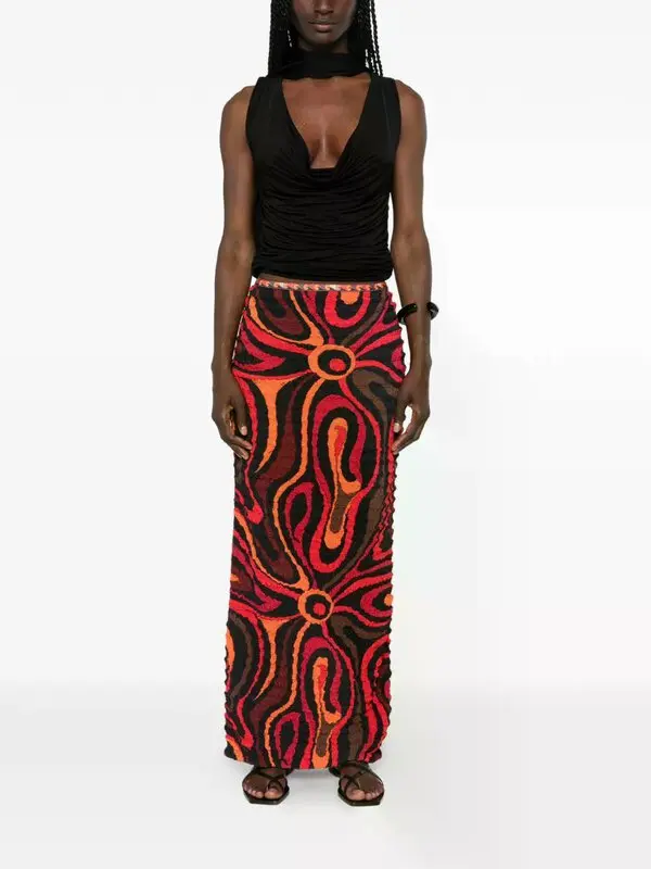 Emilio Pucci Iride Print Puckered Texture Maxi Skirt