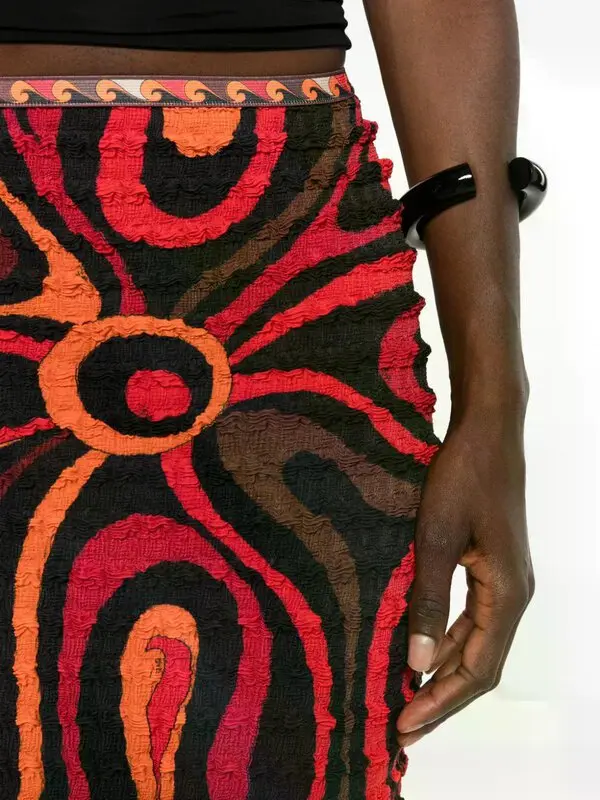 Emilio Pucci Iride Print Puckered Texture Maxi Skirt