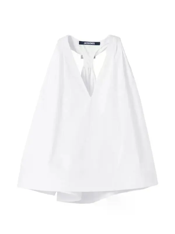 Jacquemus Norma Sleeveless V-neck Blouse With Rond-carré Brooch