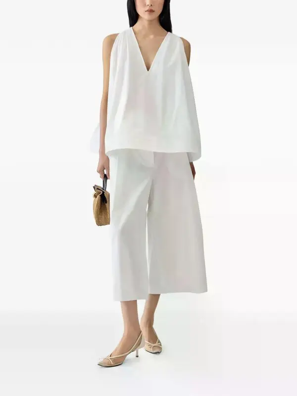 Jacquemus Norma Sleeveless V-neck Blouse With Rond-carré Brooch