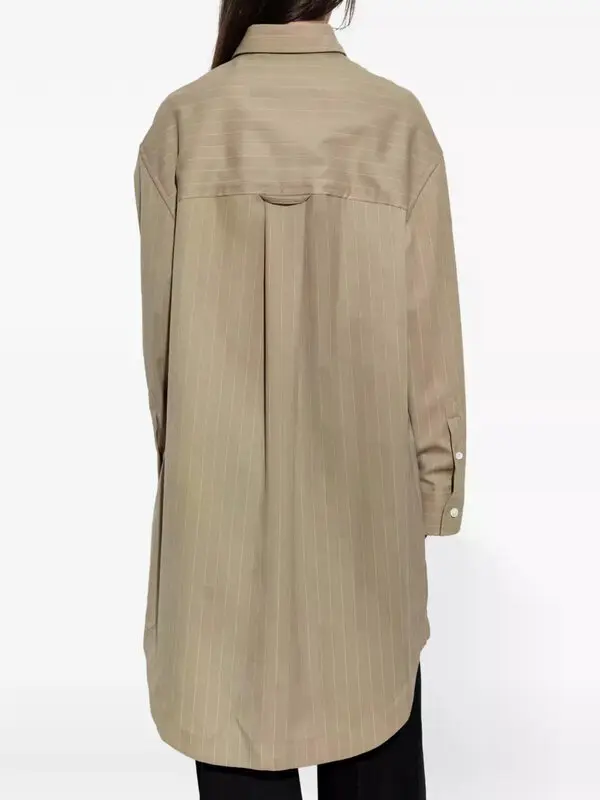 AMI Paris Beige Pinstripe Shirt Dress