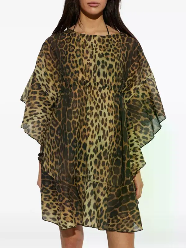 Moschino Leopard-print Ruffled Mini Dress