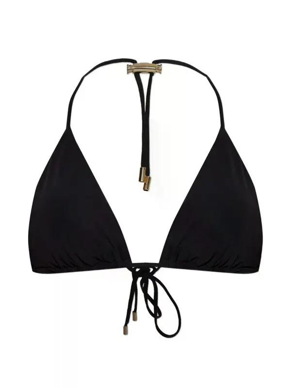 Moschino Triangle Bikini Top With Rose Detail - Black