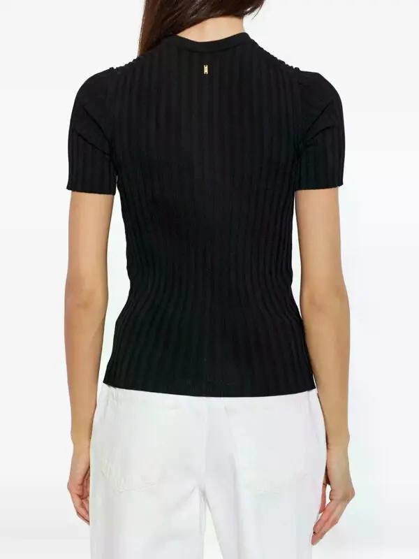 AMI Paris Ribbed Knit Crewneck T-shirt - Black