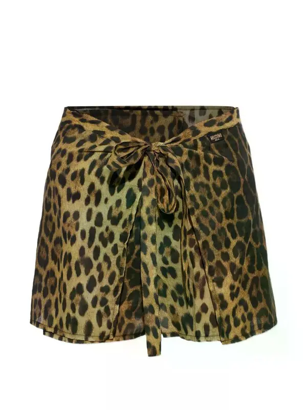 Moschino Leopard-print Wrap Short Pareo - Neutrals