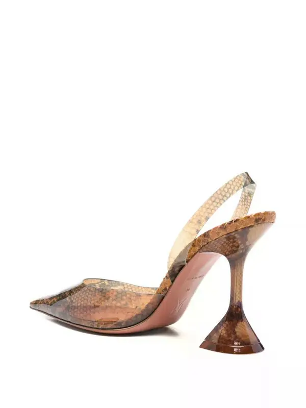 Amina Muaddi Holli Snake-effect Slingback Pumps