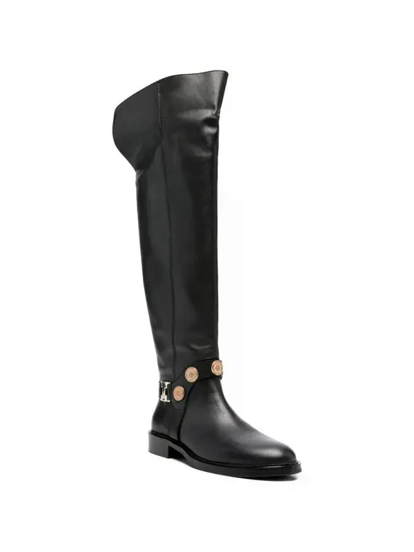 ADRIANNA FERETTI Medallion Embellished Leather Boots