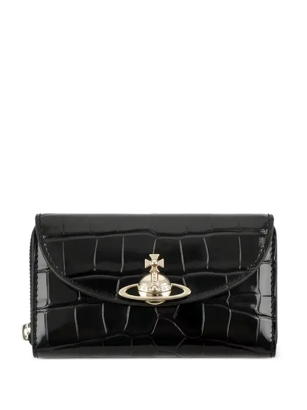 VIVIENNE WESTWOOD Orb Croc-effect Wallet - Black