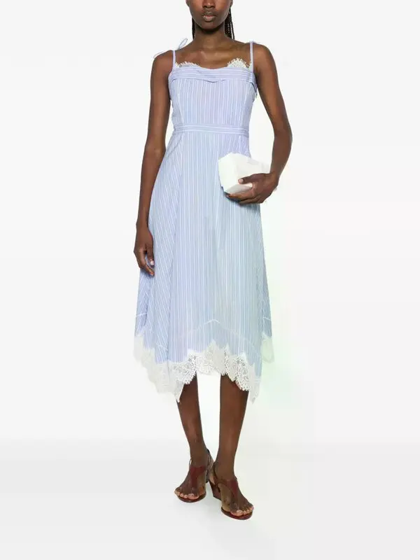 Simkhai Avalaigh Midi Dress With Lace Trim - Blue