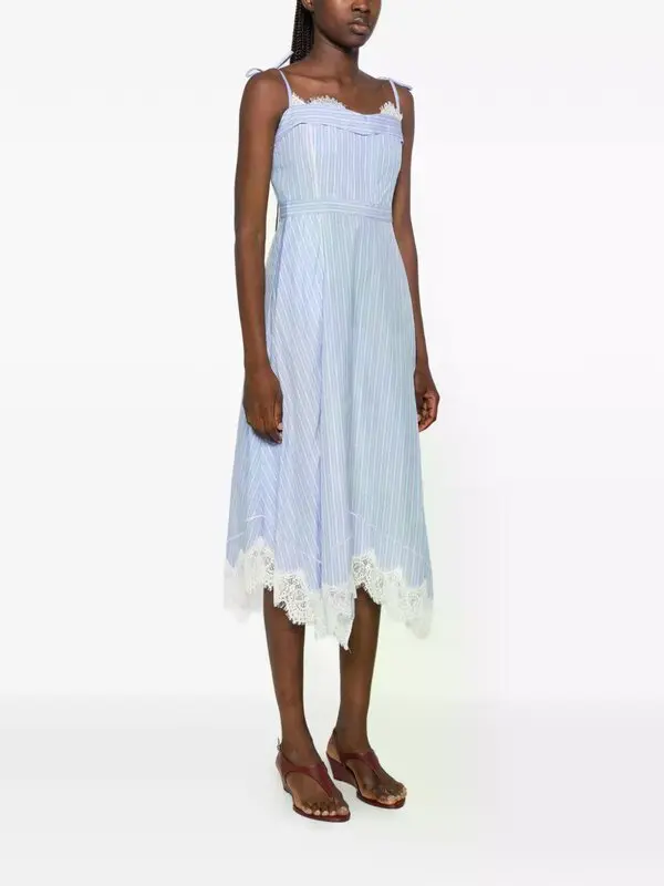Simkhai Avalaigh Midi Dress With Lace Trim - Blue