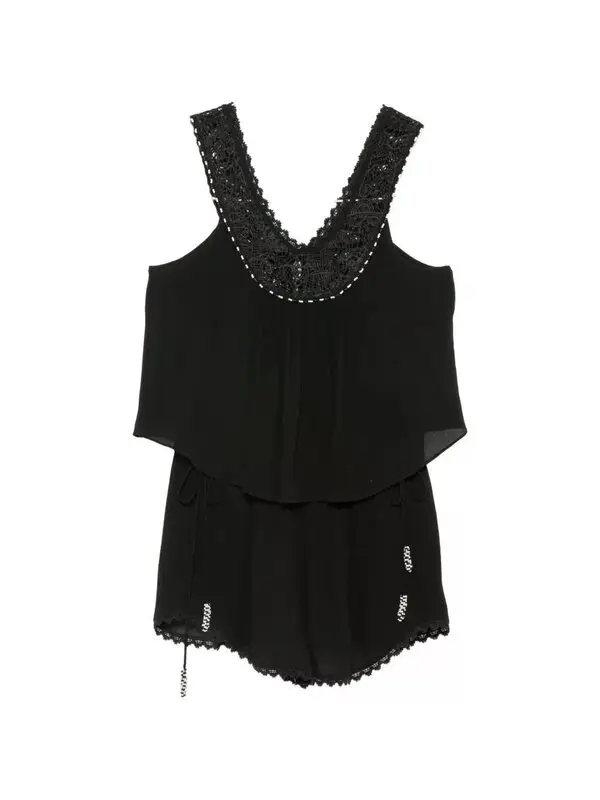 Isabel Marant Étoile Lace Trim V-neck Playsuit - Black