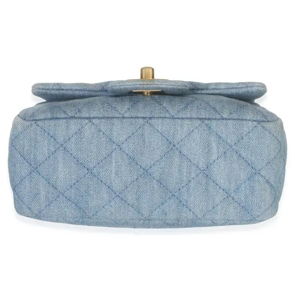Chanel Quilted Denim Pearl Crush Flap Bag - Blue
