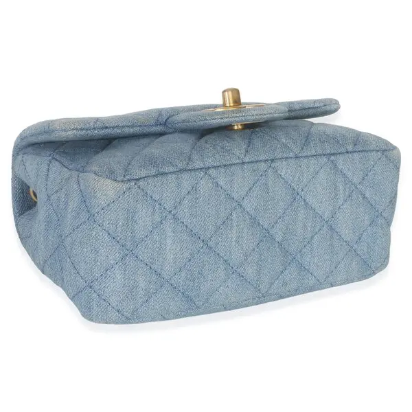 Chanel Quilted Denim Pearl Crush Flap Bag - Blue