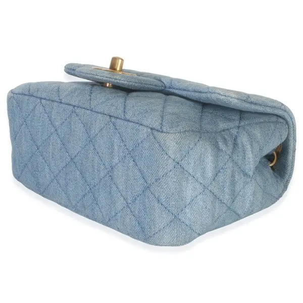 Chanel Quilted Denim Pearl Crush Flap Bag - Blue