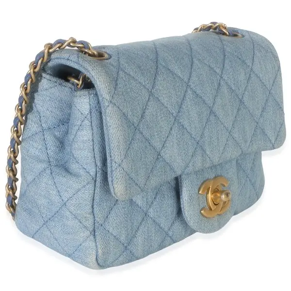 Chanel Quilted Denim Pearl Crush Flap Bag