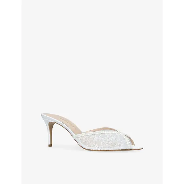 ANDREA WAZEN Katy 75 Lace And Satin Heeled Mules