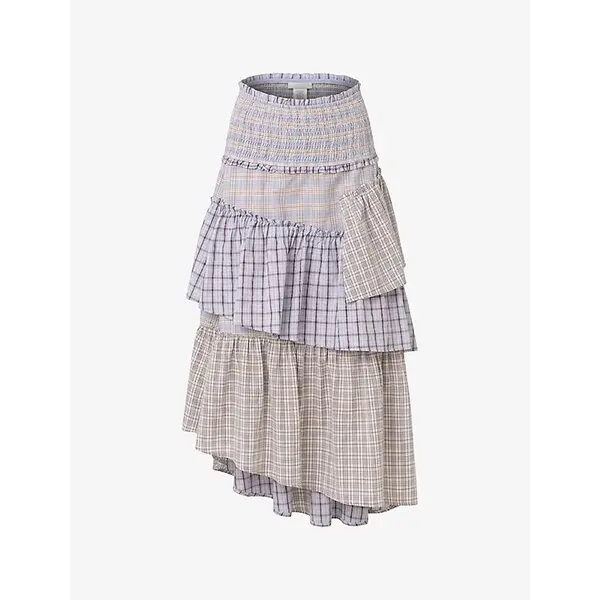 AMY LYNN Thea Tiered Cotton Midi Skirt