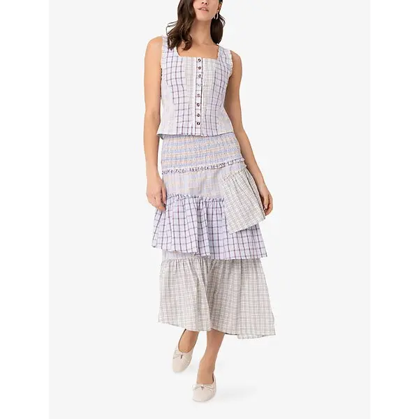 AMY LYNN Thea Tiered Cotton Midi Skirt