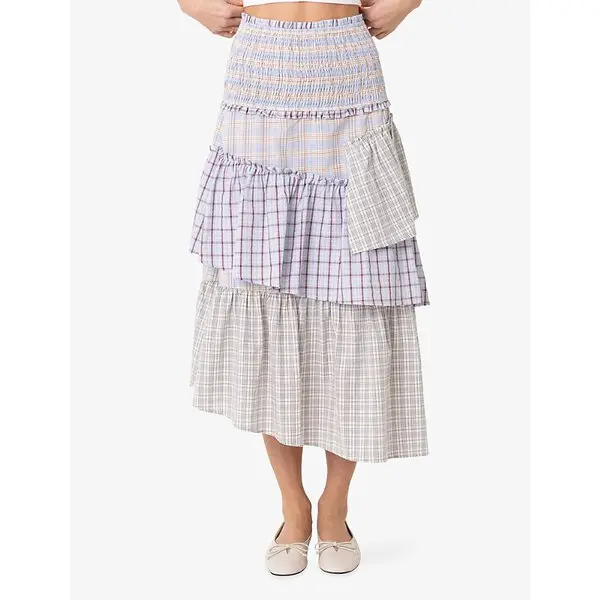 AMY LYNN Thea Tiered Cotton Midi Skirt
