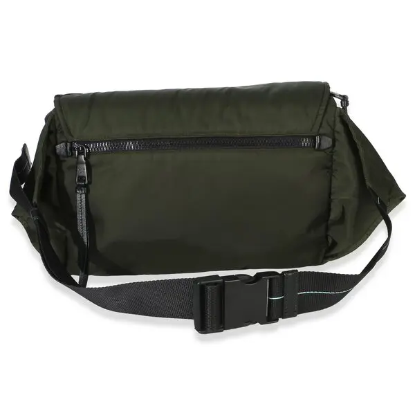 Prada Tessuto Logo Stripe Buckle Messenger Bag