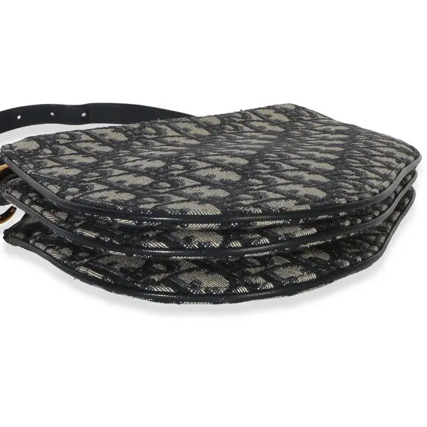 Dior Navy Oblique Canvas Triple Saddle Pouch - Blue