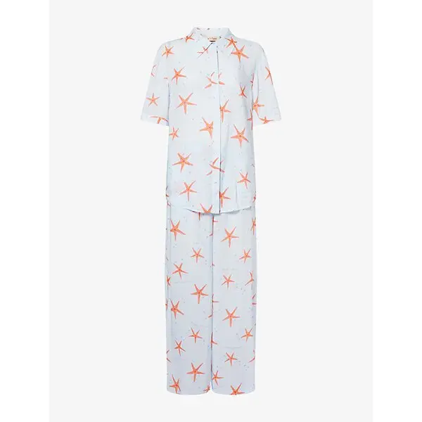 IT'S 9PM X Oceanus Antibes Starfish-print Woven Pyjama Set - Blue