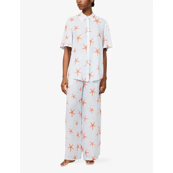 IT'S 9PM X Oceanus Antibes Starfish-print Woven Pyjama Set