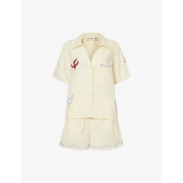 IT'S 9PM X Oceanus Matilda Embroidered Cotton Pyjama Set - Yellow