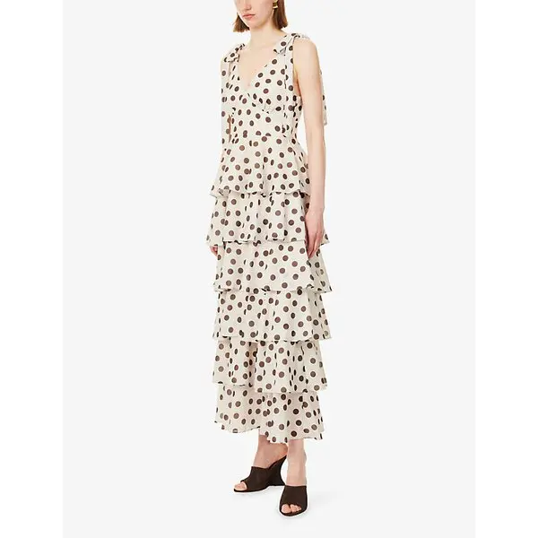 PRETTY LAVISH Fiore Tie Ruffle Woven Maxi Dress