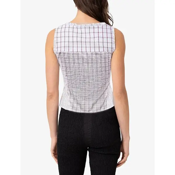 AMY LYNN Brittany Checked Cotton Top