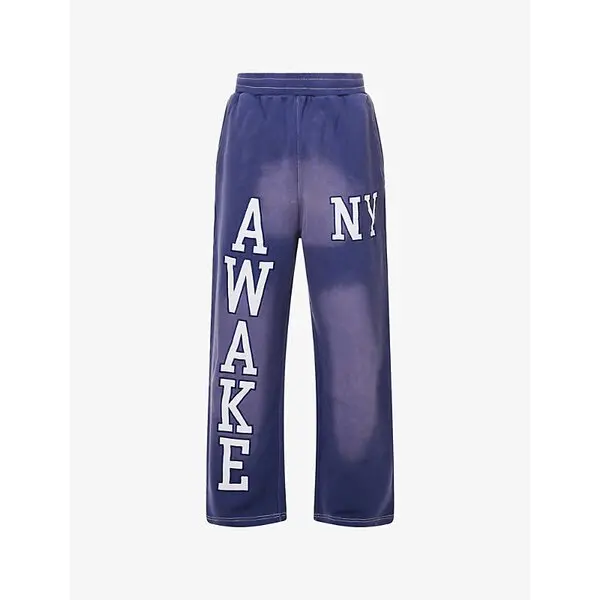 AWAKE NY Text Logo-embroidered Cotton Jogging Bottoms - Navy