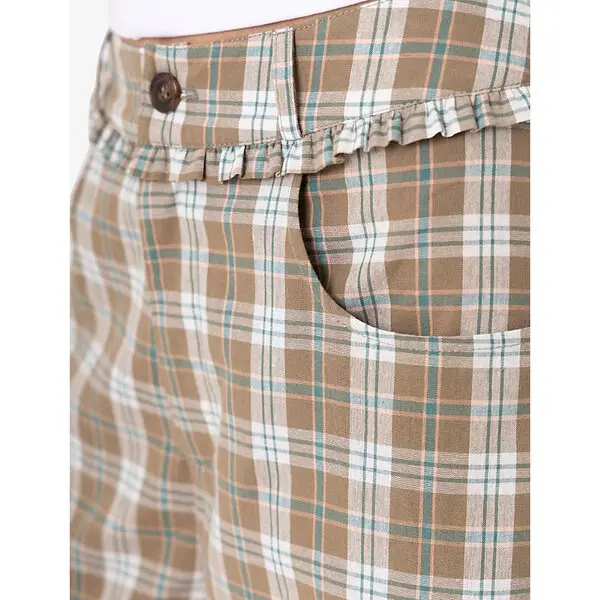 AMY LYNN Esme Balloon-leg Cotton Trousers With Checked Pattern